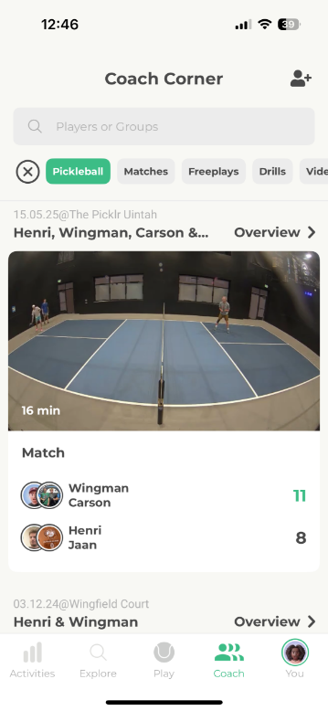 Your Coach Feed in the Wingfield App