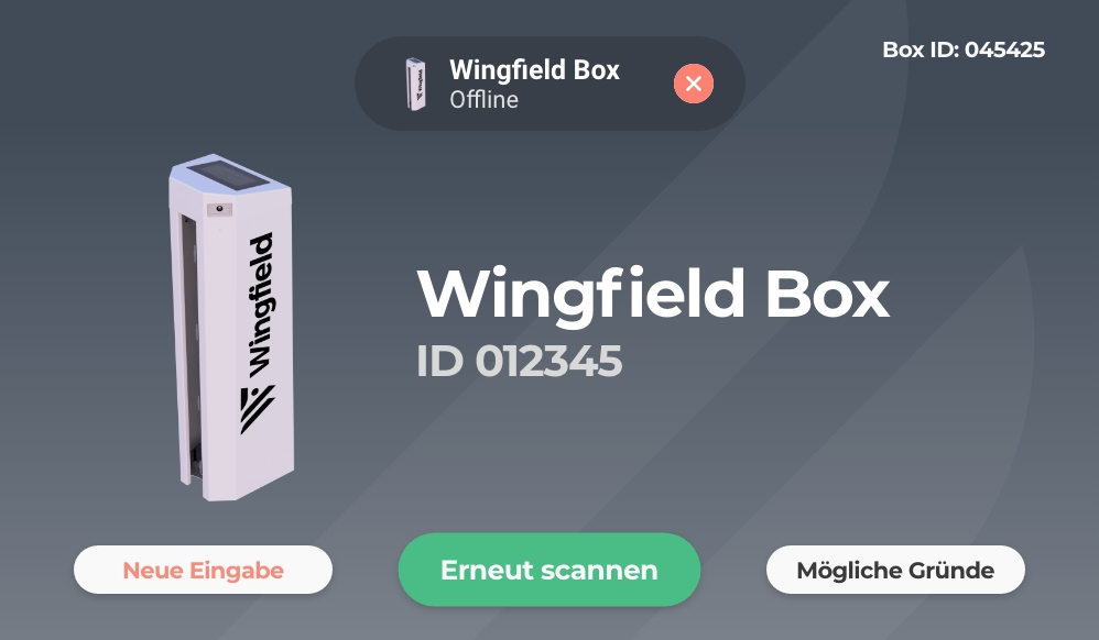 Keine Internetverbindung an der Wingfield Box